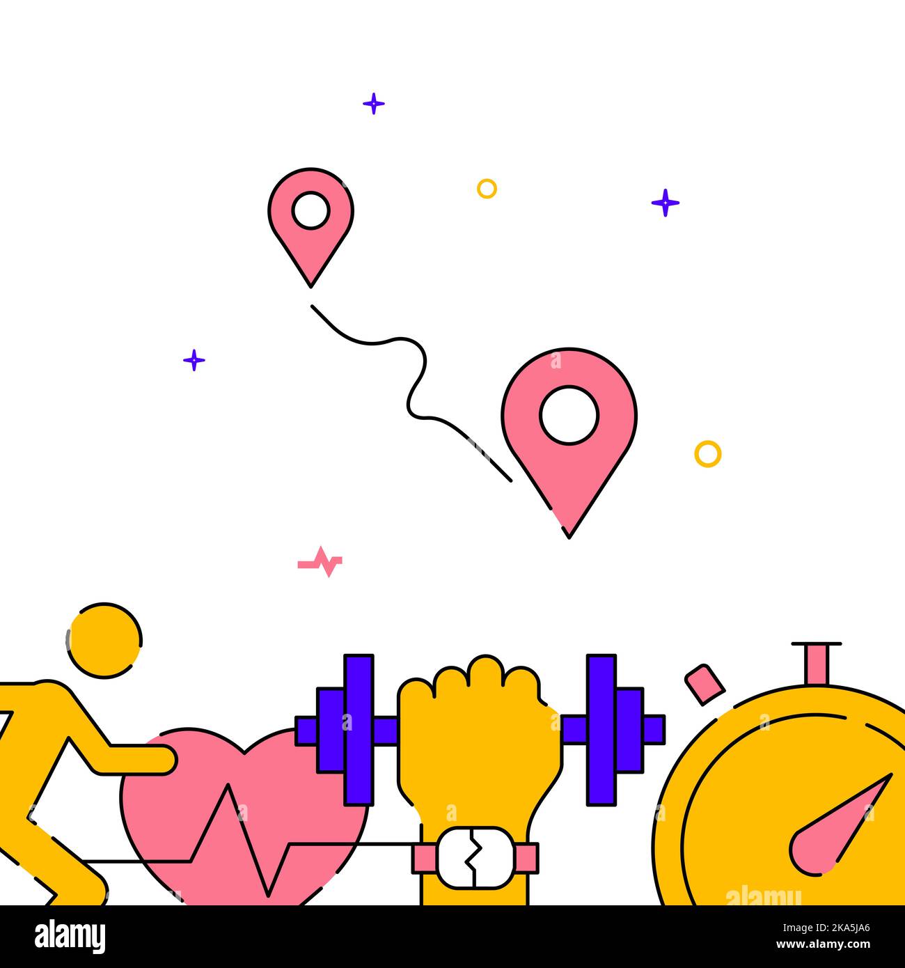 Walking route, jogging filled line icon, simple illustration, related ...