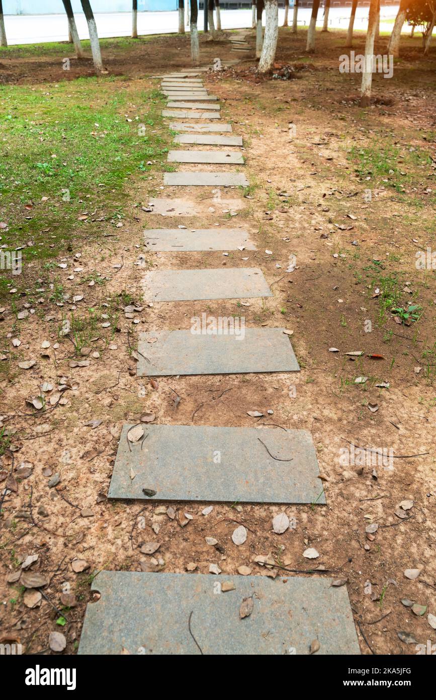 Walkways, concrete slabs lined up in lawns, beautiful designs, garden ...