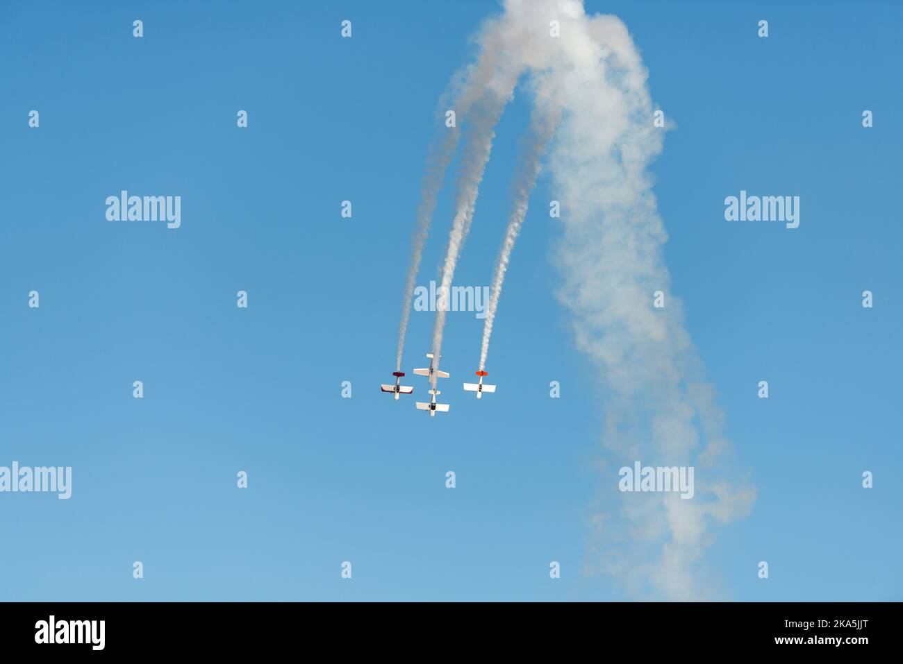 Airplanes on airshow. Aerobatic team performs flight at air show Stock ...