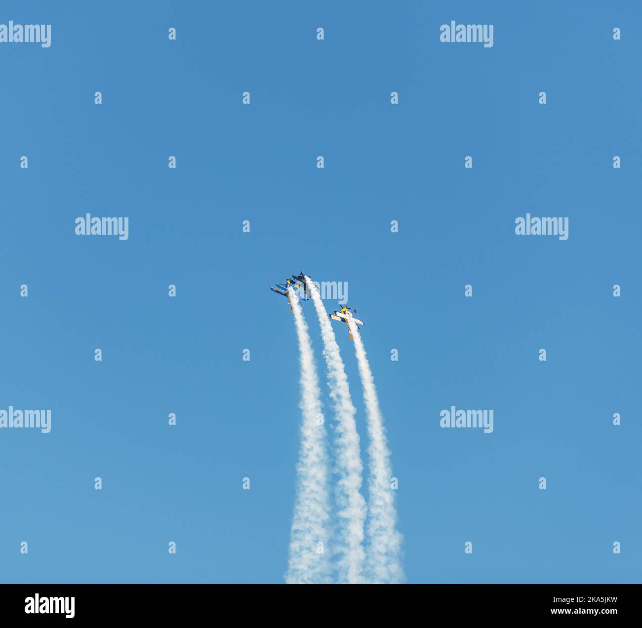 Airplanes on airshow. Aerobatic team performs flight at air show Stock ...