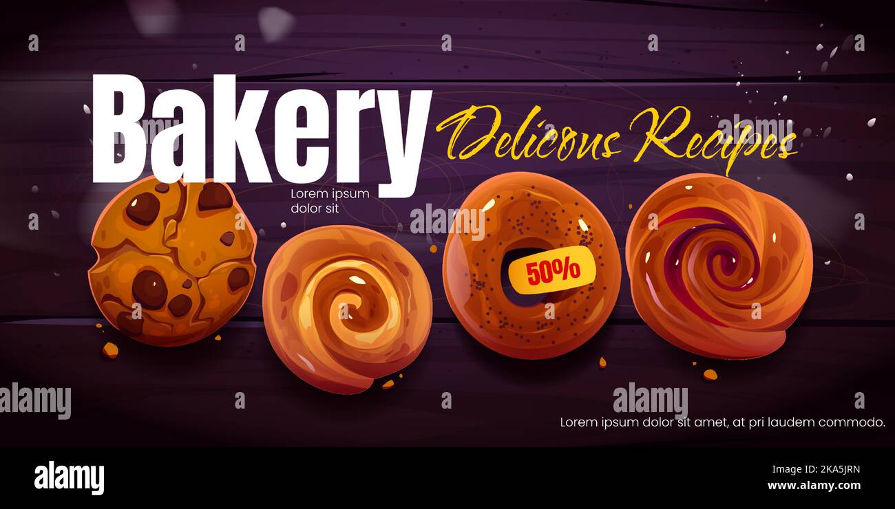 Bakery shop promo banner, social media ads. Price off promo template ...