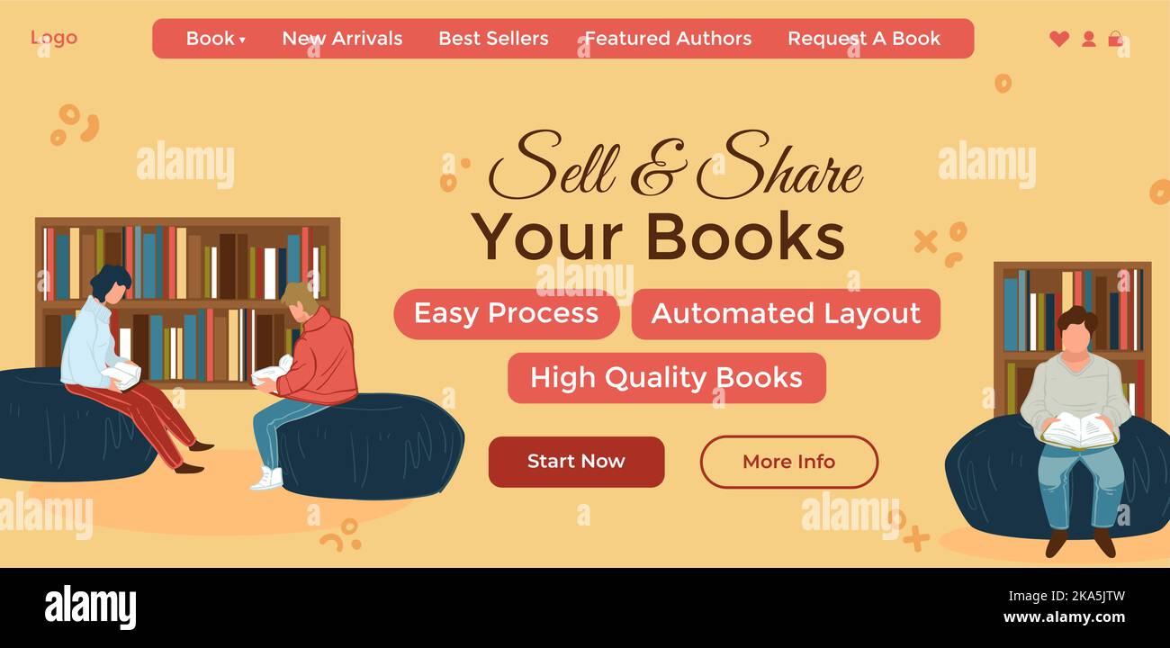 Sell and share your books, automated layout web Stock Vector Image ...