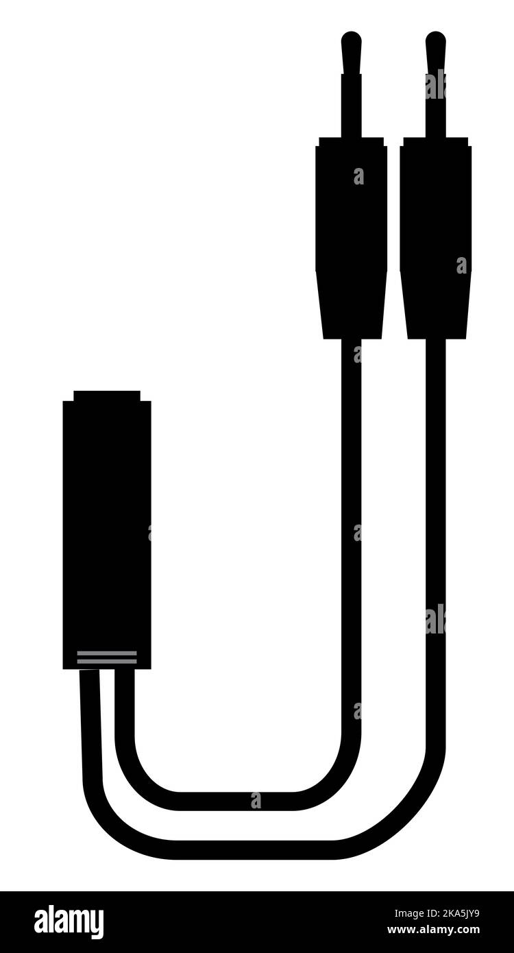 adapter aux icon on white background. Jack split microphone and audio ...