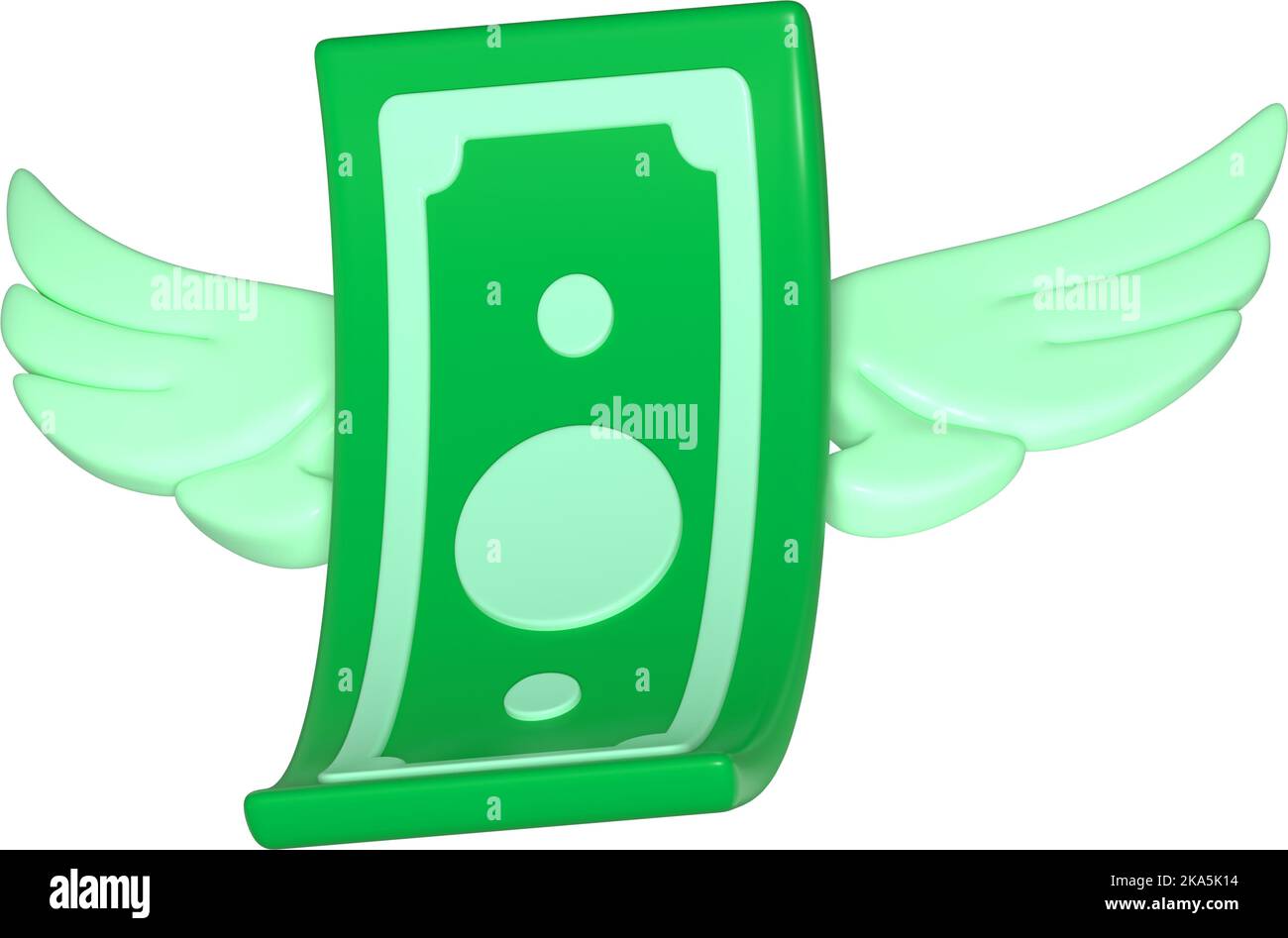 Money bill, green dollar banknote with wings isolated on white ...
