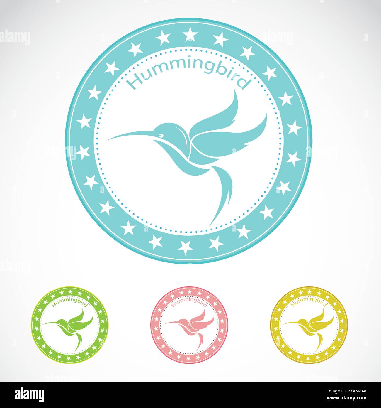 Set of vector hummingbird label on white background. Easy editable ...