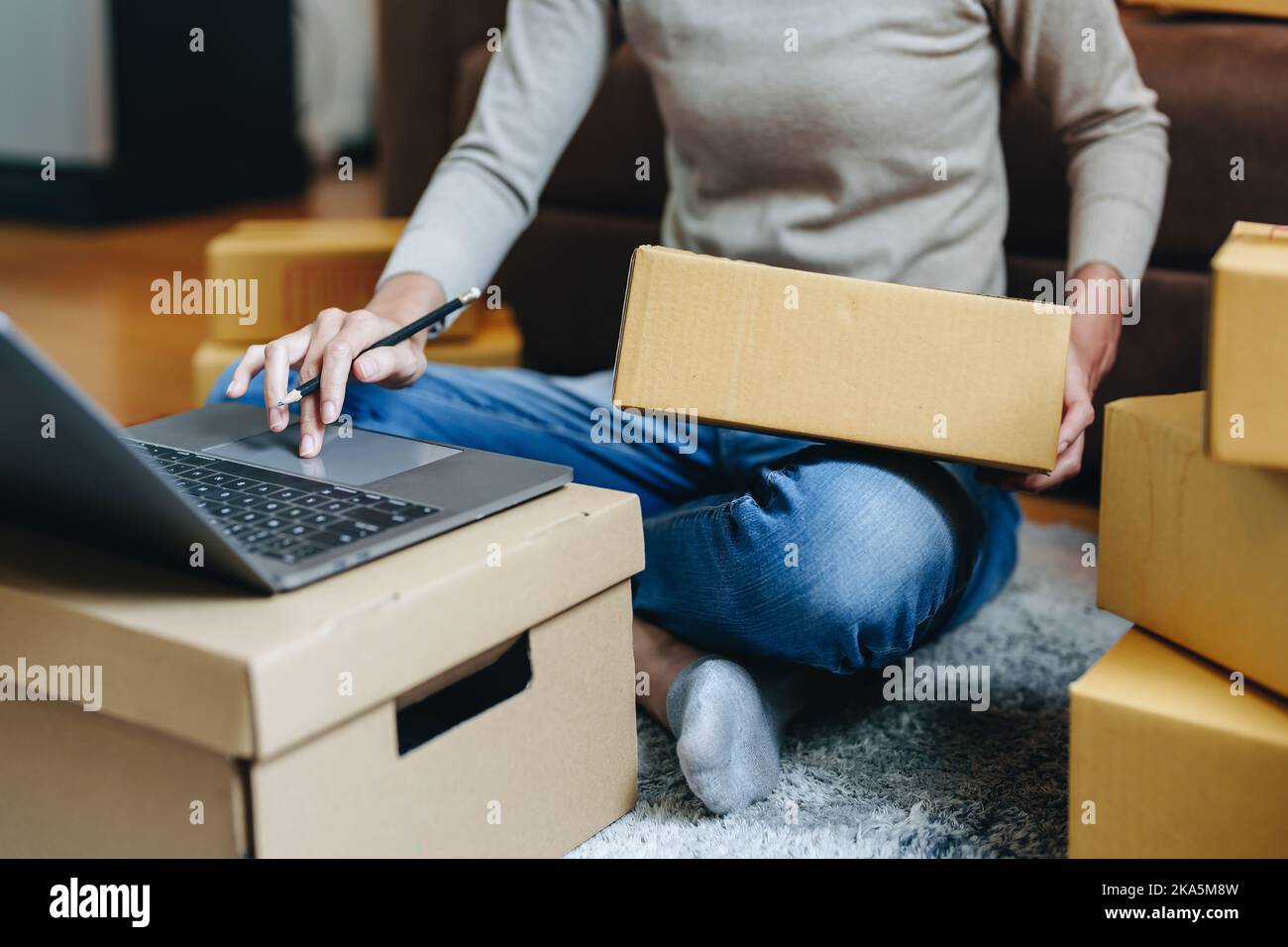 A portrait of a small startup, an SME owner, an Asian female ...