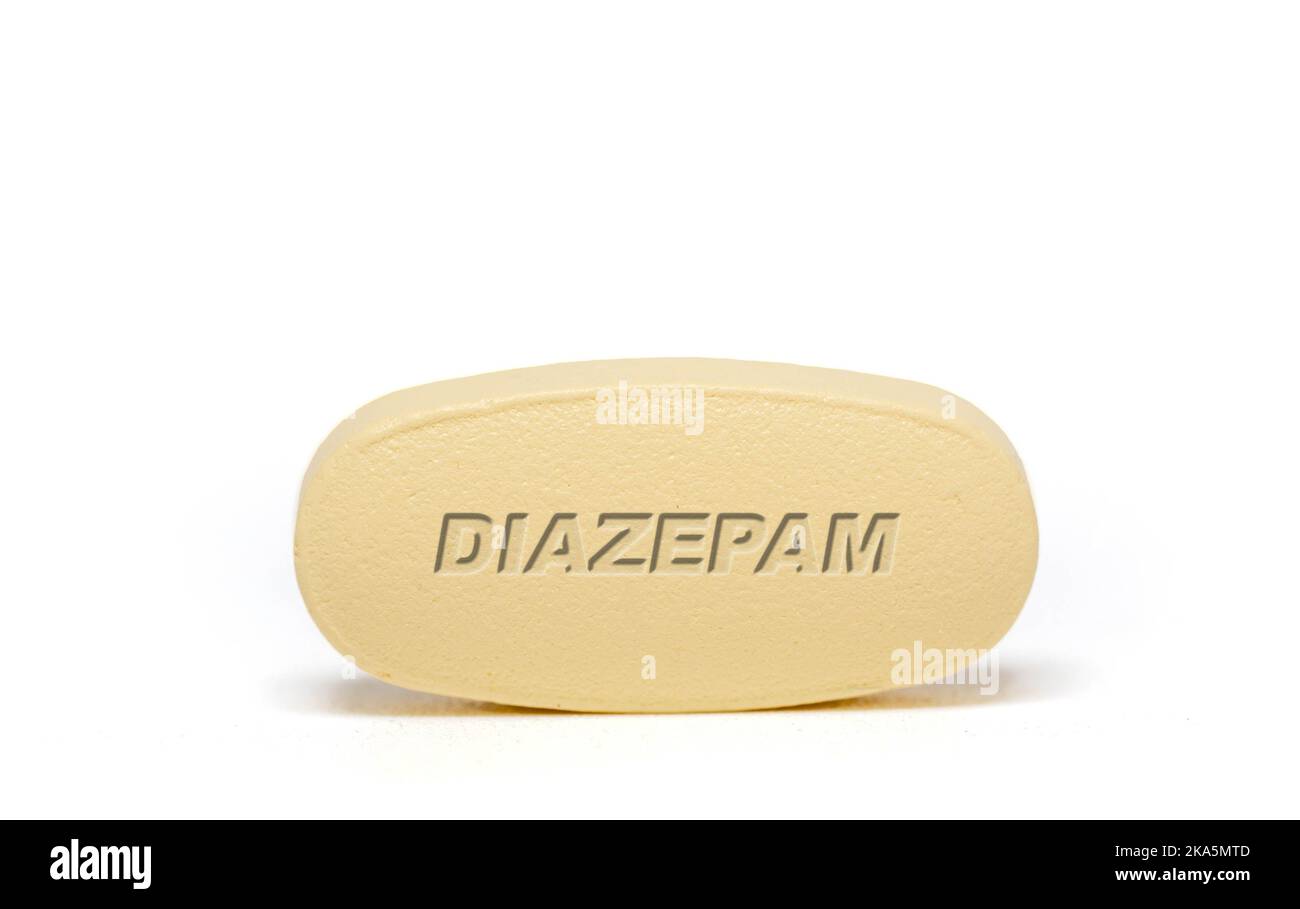 Diazepam Pharmaceutical medicine pills tablet Copy space. Medical ...