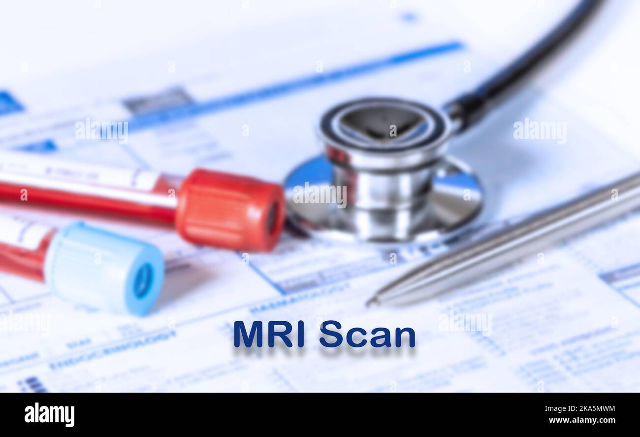MRI Scan Testing Medical Concept. Checkup list medical tests with text ...