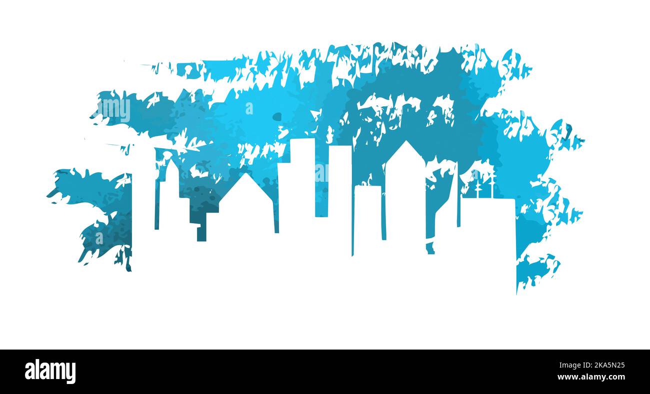 City and blue blots abstraction. Vector illustration Stock Vector Image ...
