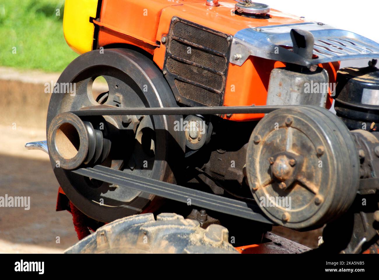 Old fashioned farm tractor. Classic old tractor for farm working. sri ...