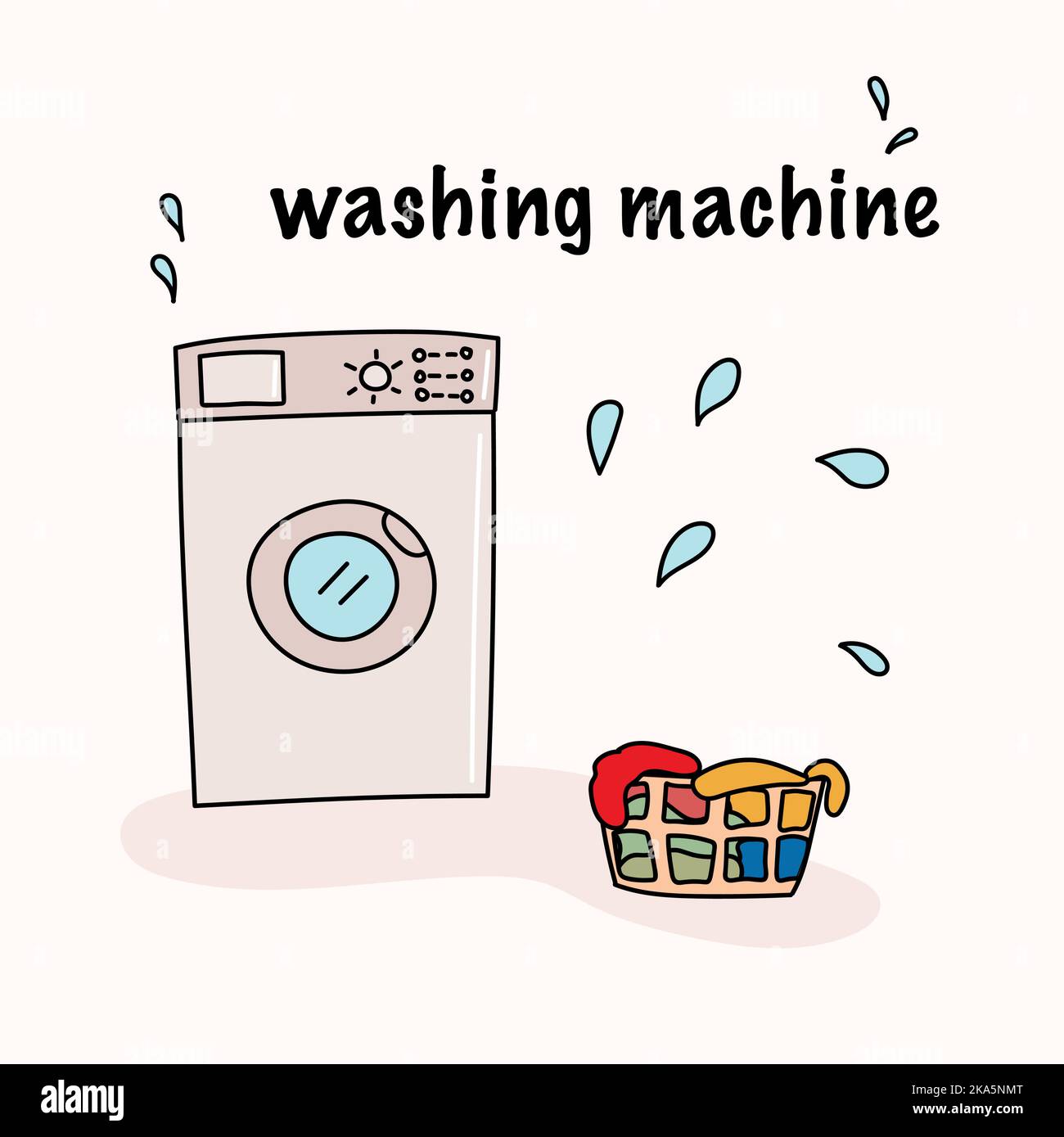 washing machine with laundry basket for washing Stock Vector Image ...