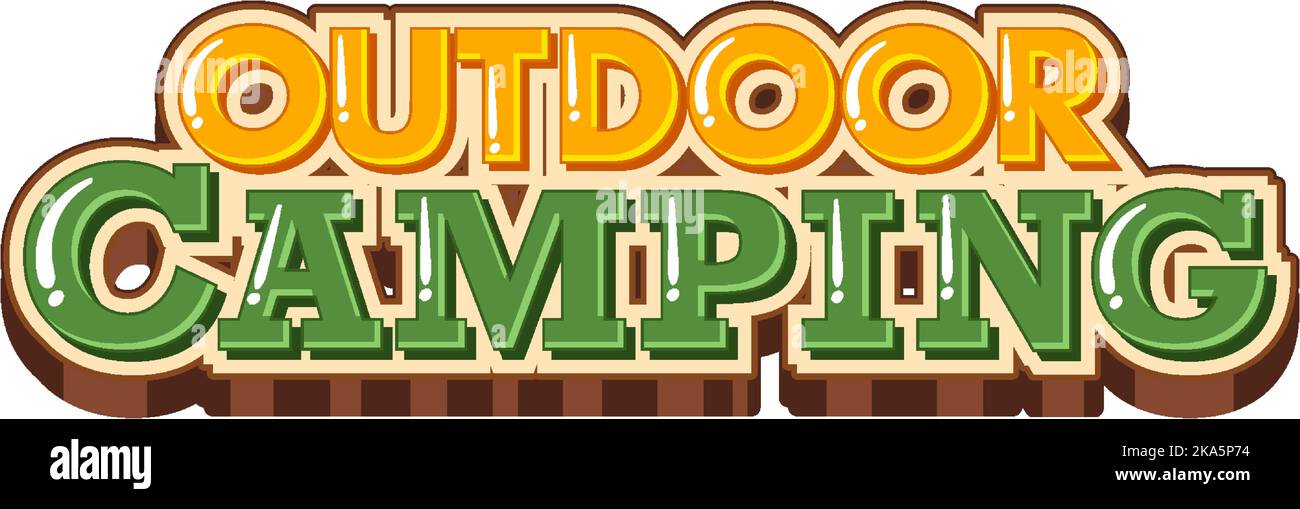 Text design for word outdoor camping illustration Stock Vector Image ...