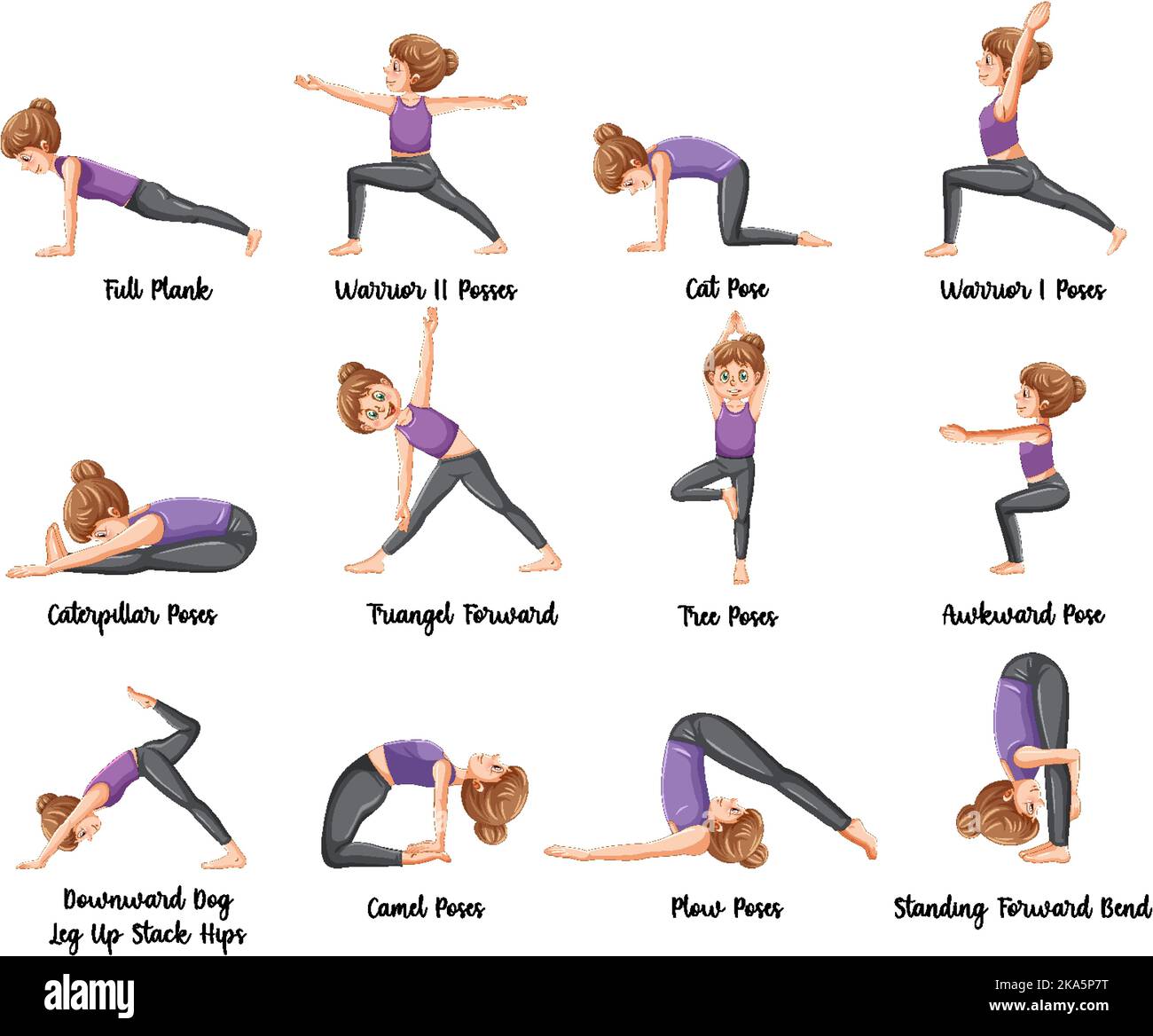 Set of yoga postures illustration Stock Vector Image & Art - Alamy