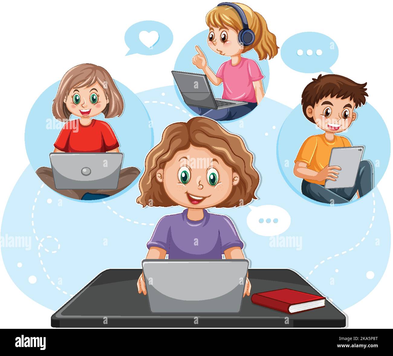 A girl browsing social media illustration Stock Vector Image & Art - Alamy