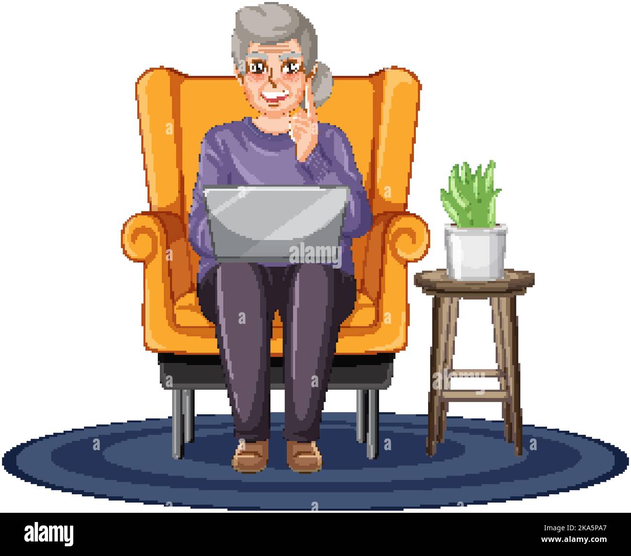 Old woman using laptop illustration Stock Vector Image & Art - Alamy