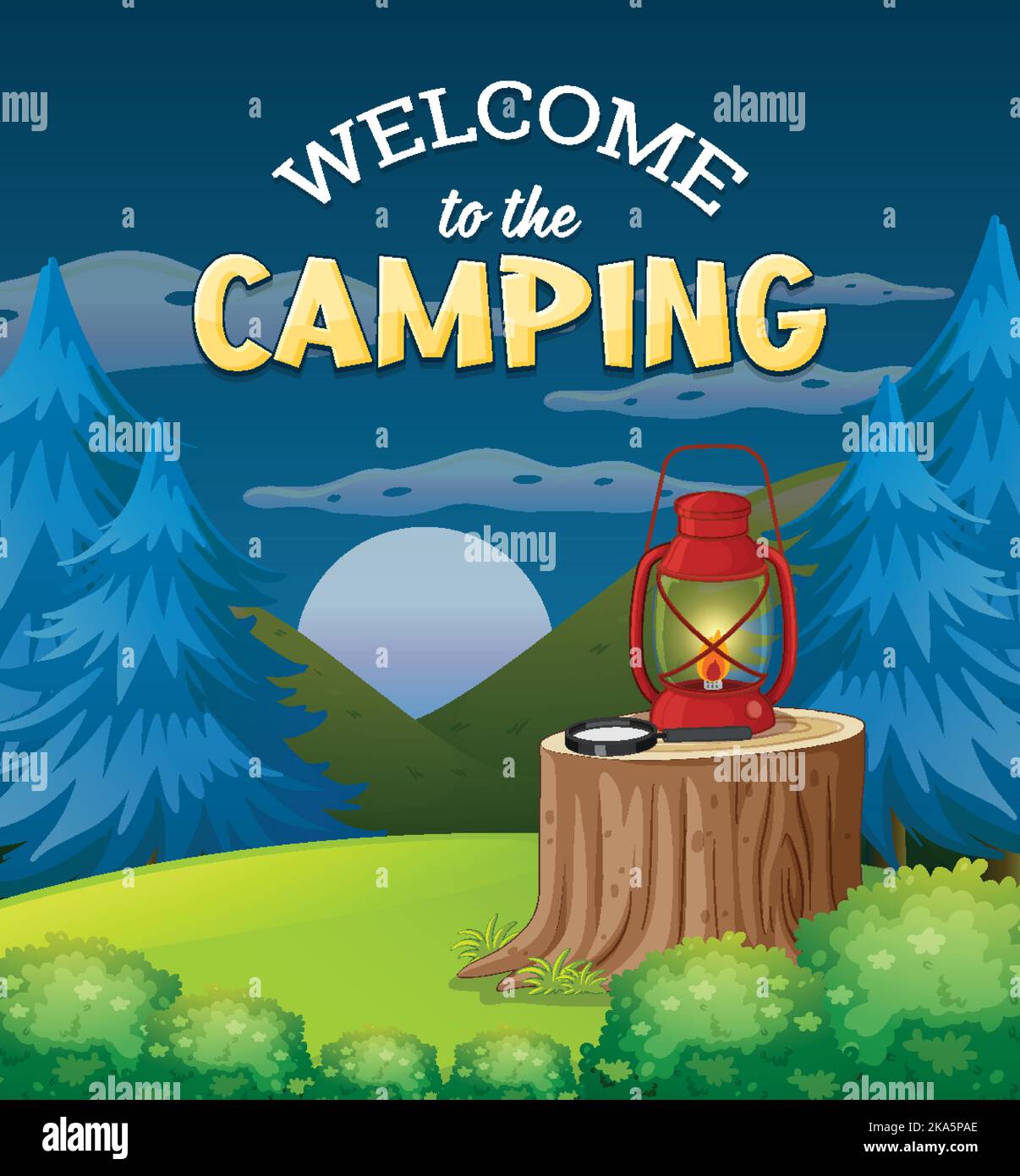 Welcome to the camping poster design illustration Stock Vector Image ...