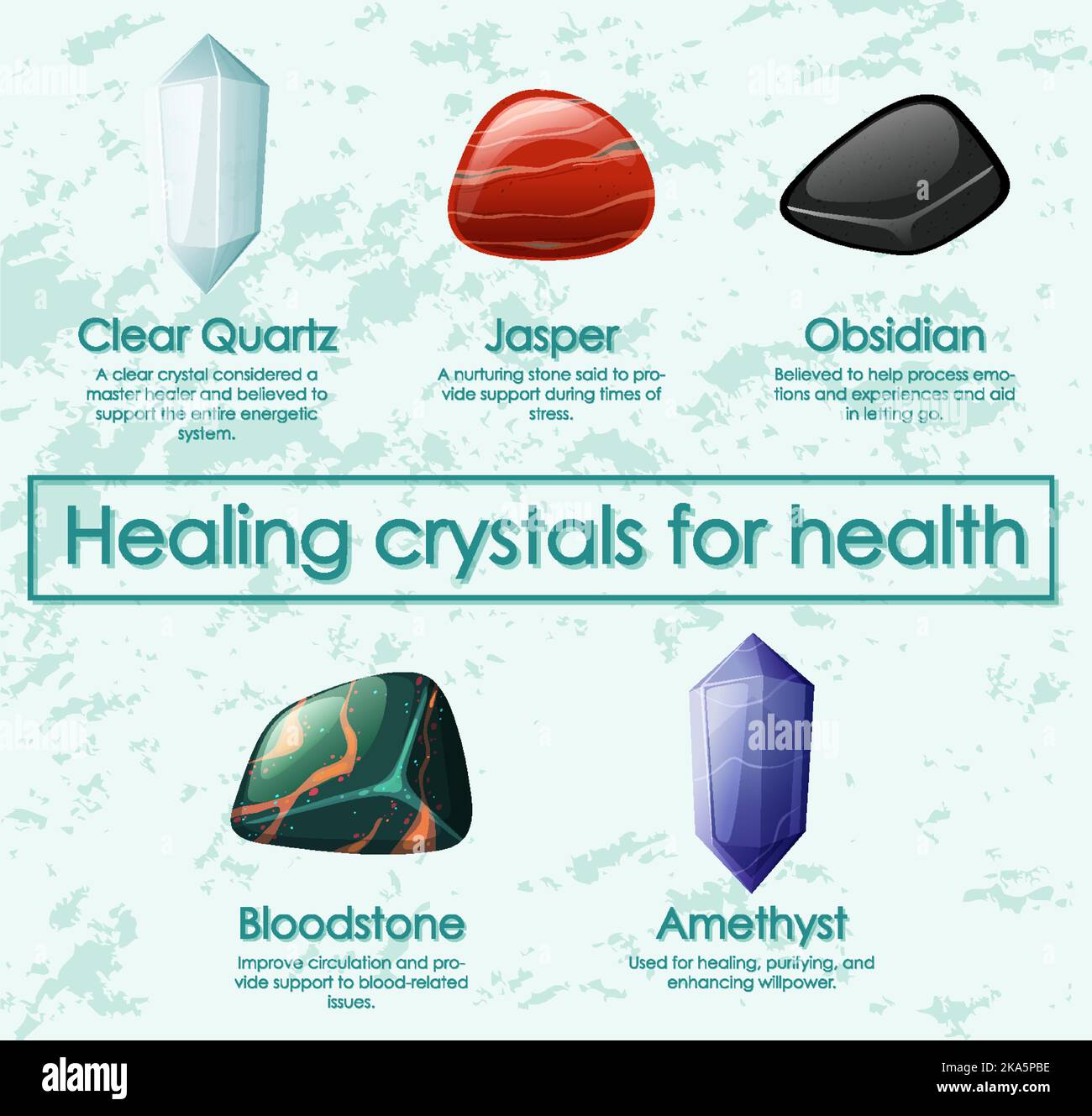 Healing crystals for health collection illustration Stock Vector Image ...