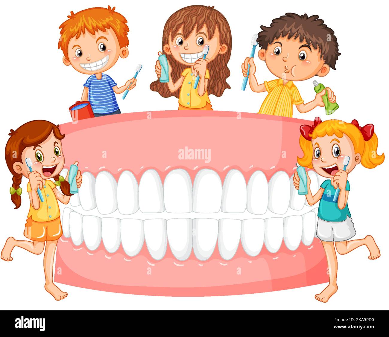 Group of children cleaning teeth illustration Stock Vector Image & Art ...