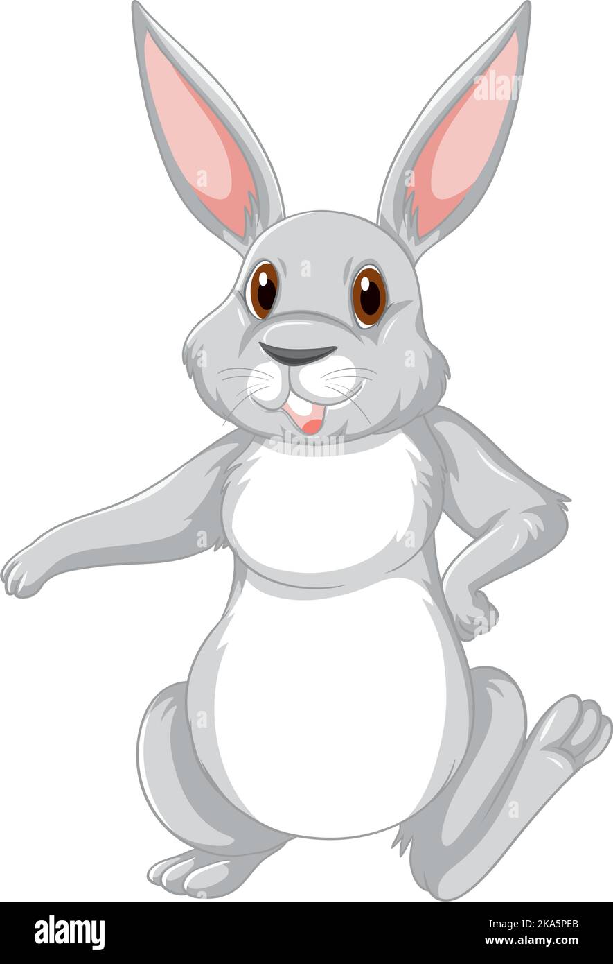 Cute grey rabbit cartoon character illustration Stock Vector Image ...