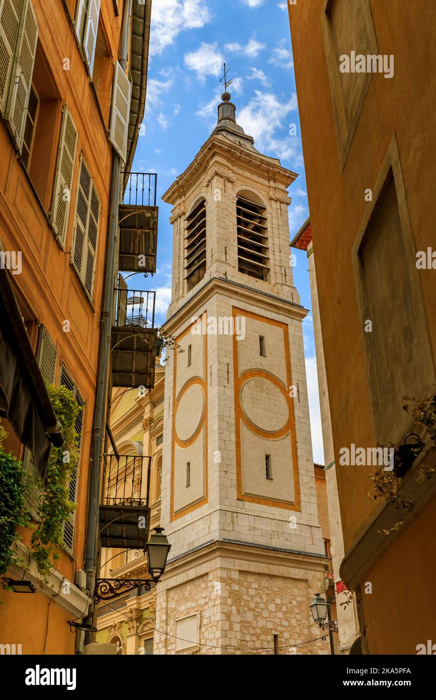 Bell tower of Sainte Reparate Cathedral Basilique on Place Rossetti ...