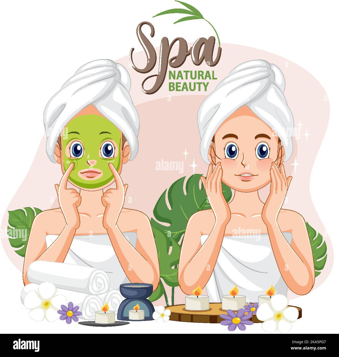 Spa girl applying facial mask illustration Stock Vector Image & Art - Alamy