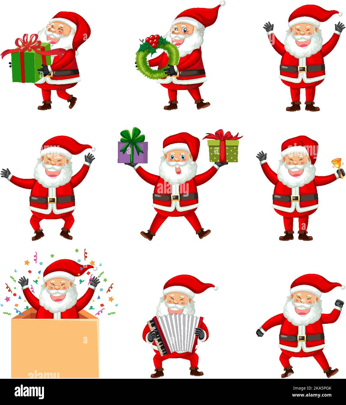 Santa Claus cartoon character set illustration Stock Vector Image & Art ...