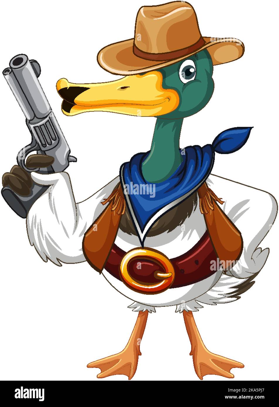 Cartoon duck wearing cowboy costume illustration Stock Vector Image ...