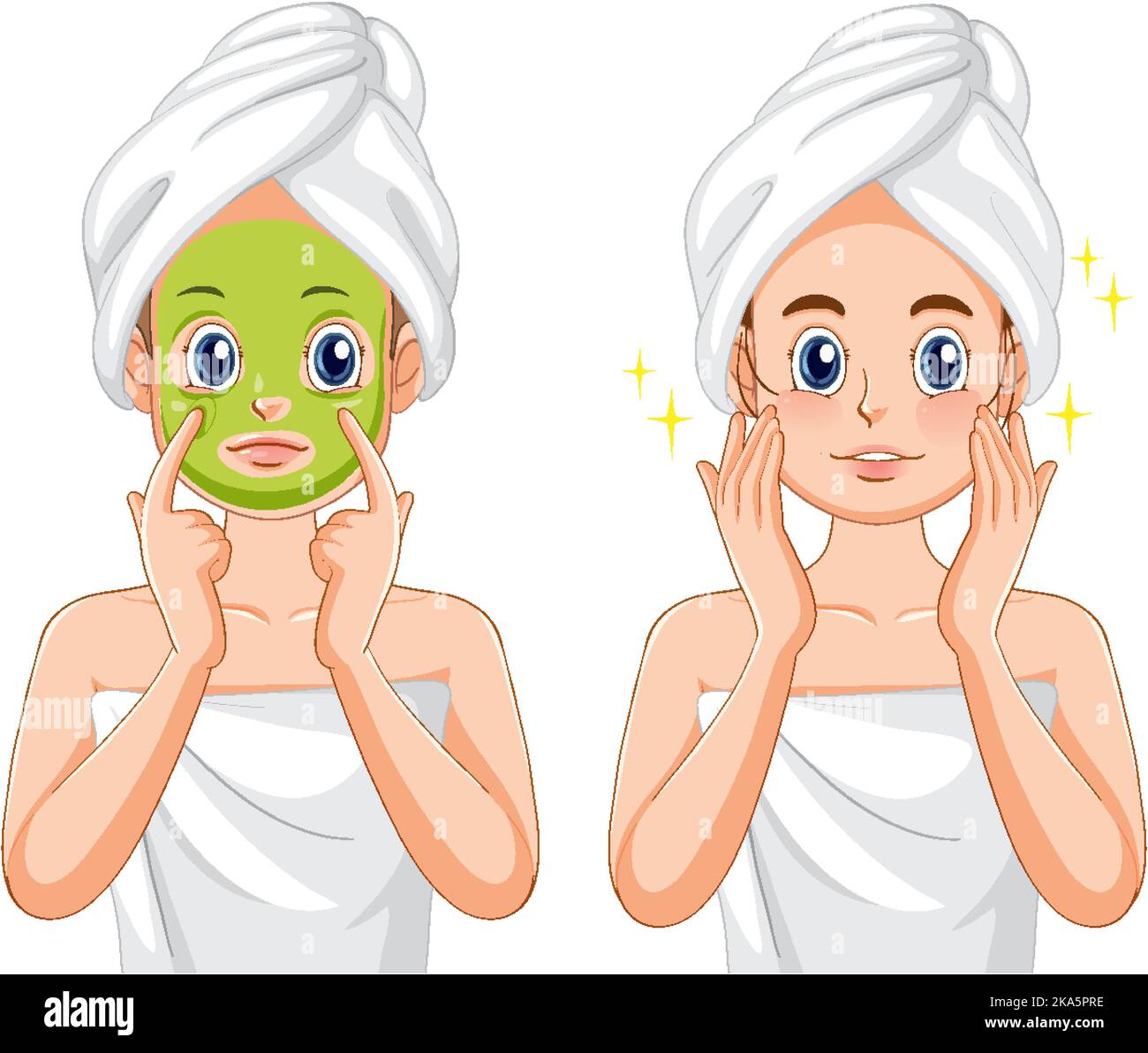 Spa girl applying facial mask illustration Stock Vector Image & Art - Alamy