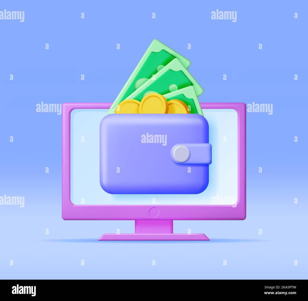 3D Computer and Wallet with Money Isolated Stock Vector Image & Art - Alamy