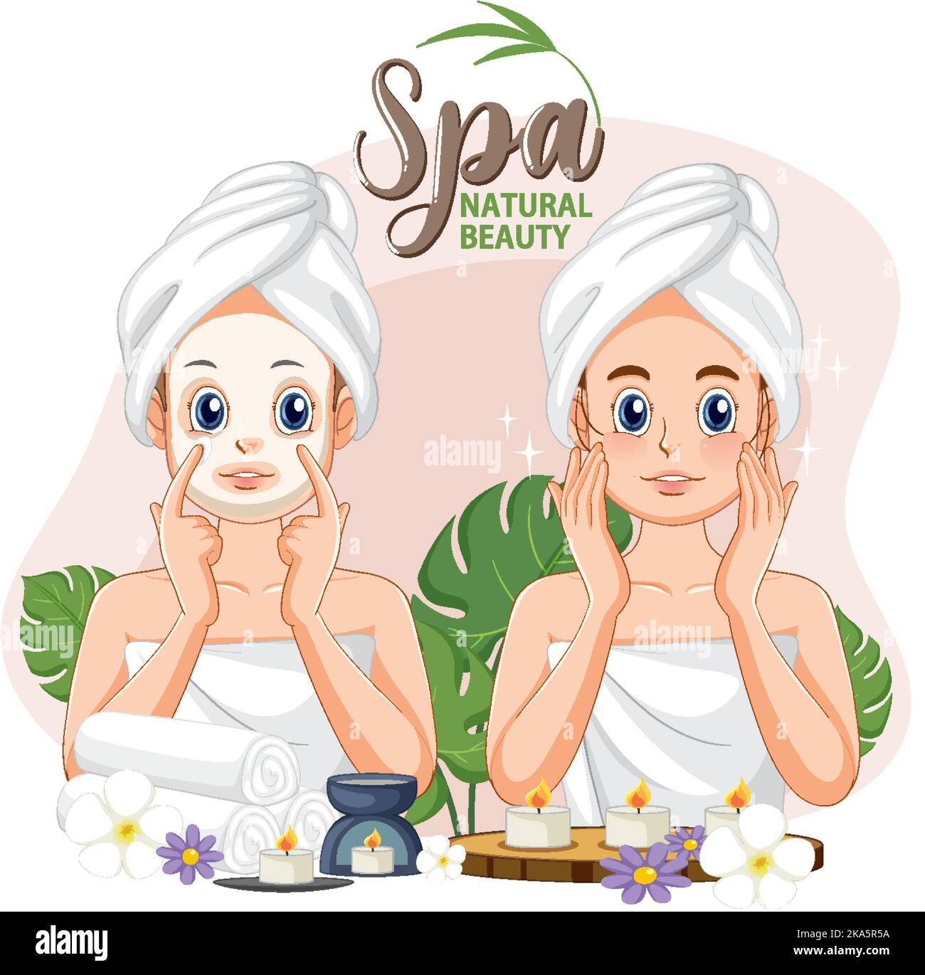Woman with facial mask spa illustration Stock Vector Image & Art - Alamy