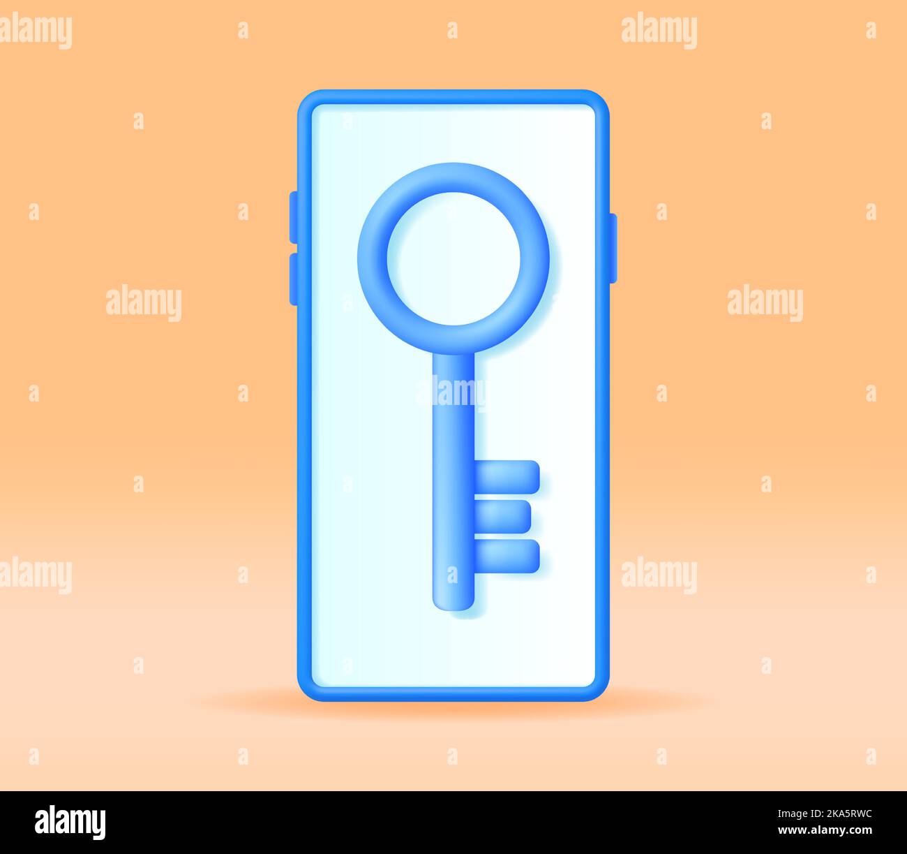 3D Mobile Phone with Key on Screen Stock Vector Image & Art - Alamy