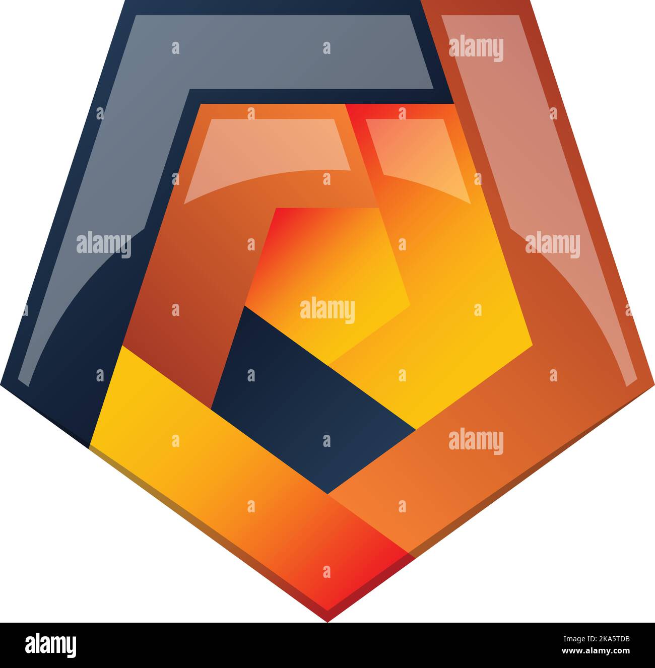 Abstract pentagon maze logo illustration in trendy and minimal style ...
