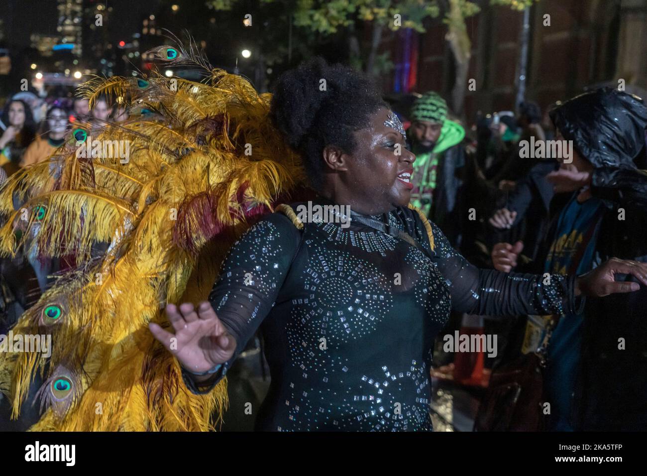 NEW YORK, NY - OCTOBER 31: Members of a Samba group participate in the ...
