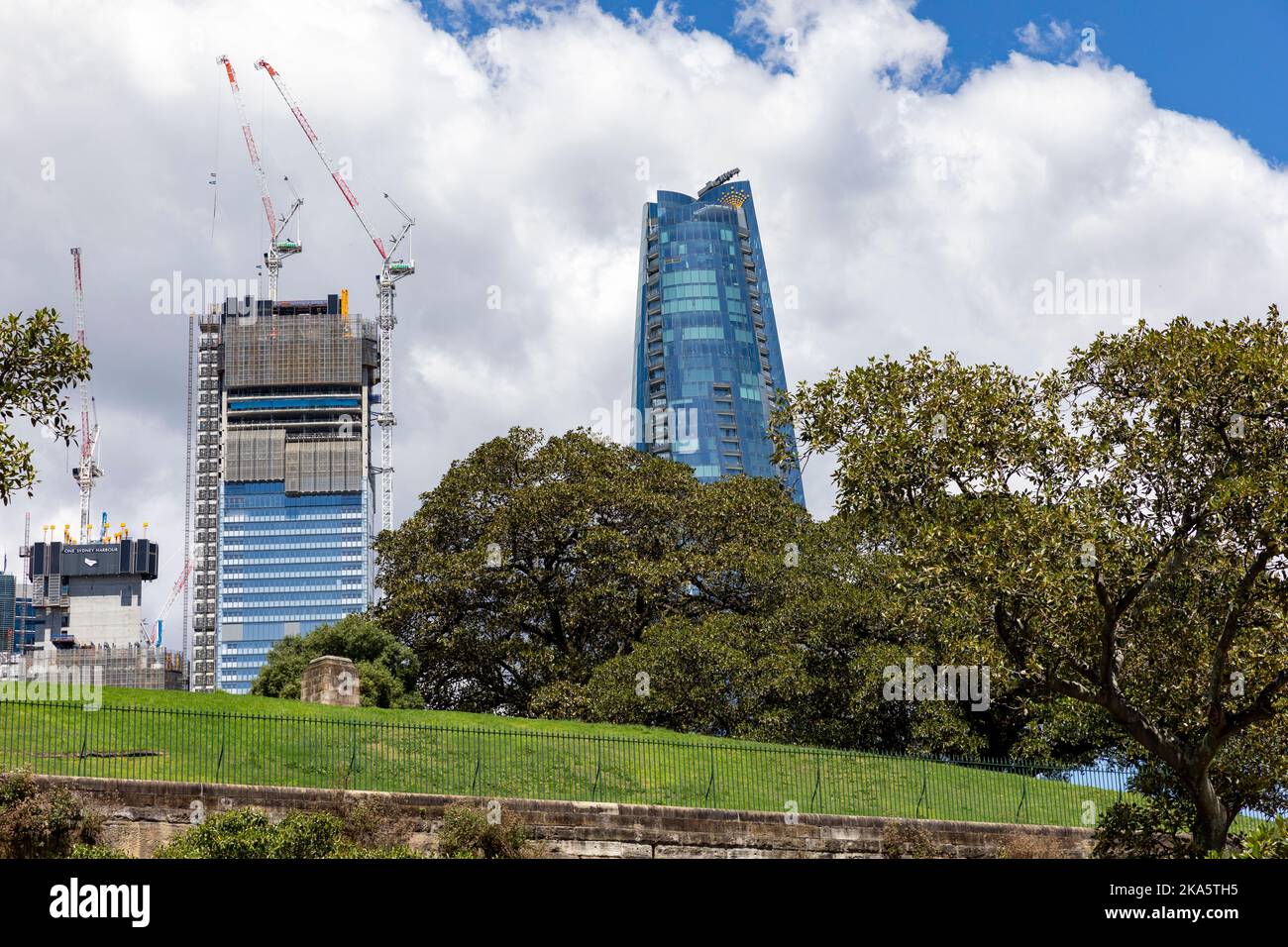 Sydney Australia view across Observatory hill park of Barangaroo and ...
