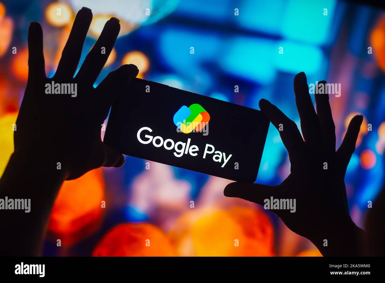 In this photo illustration, the Google Pay logo is displayed on a ...