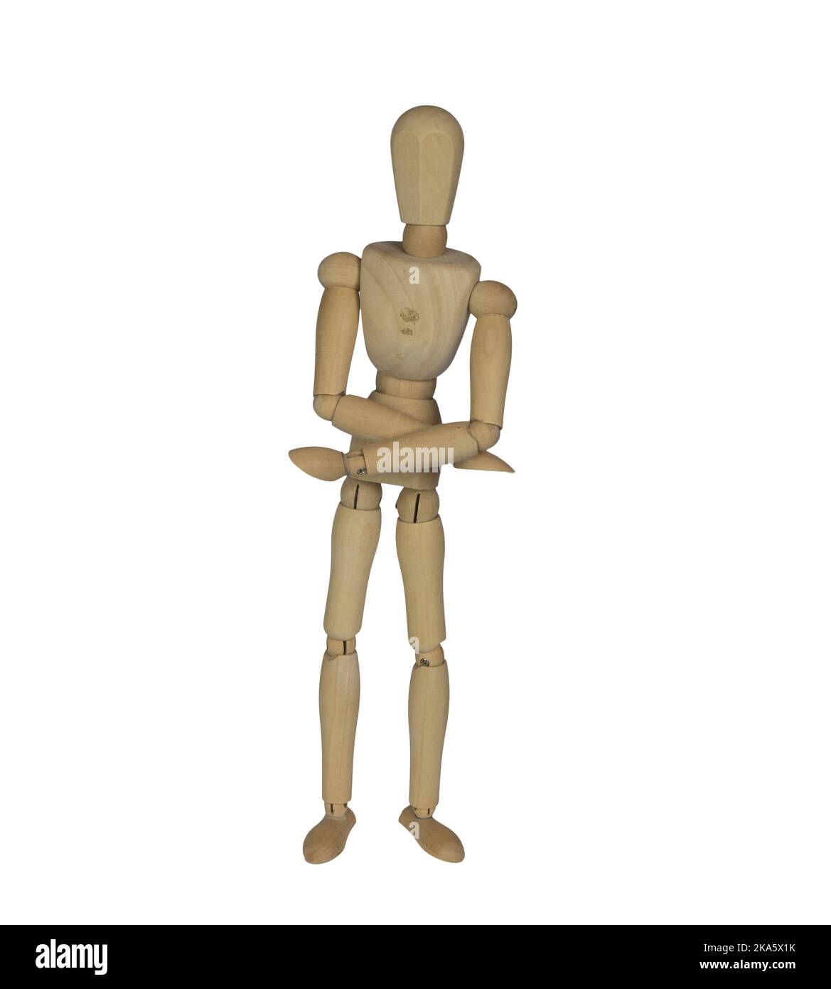 a wooden mannequin with folded arms on a transparent background Stock ...