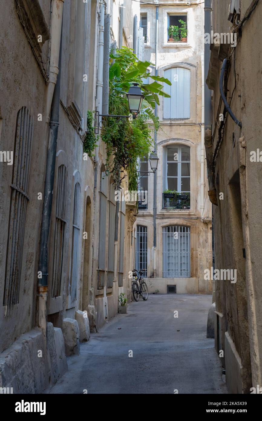 Scenic urban landscape of typical narrow street with ancient buildings ...