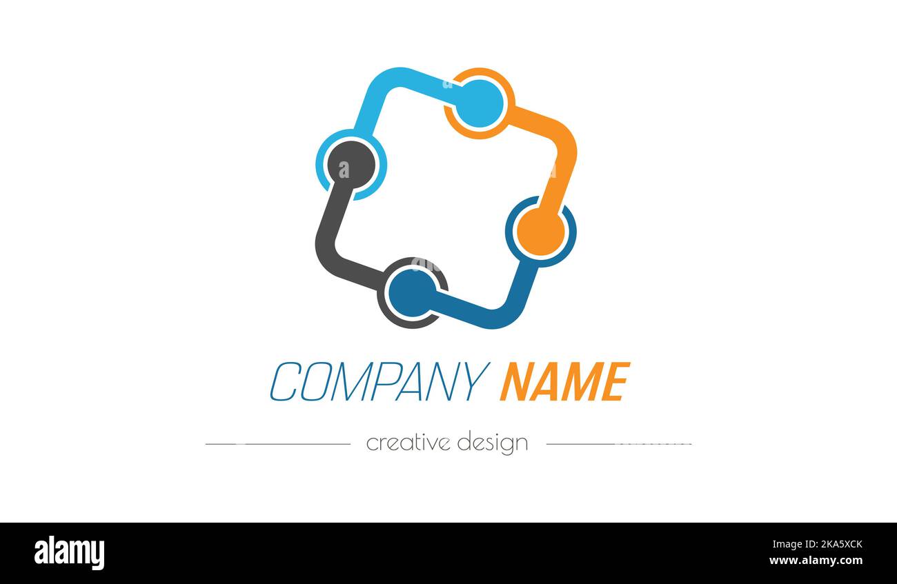 four parts of the line are connected in a square. Logo template ...