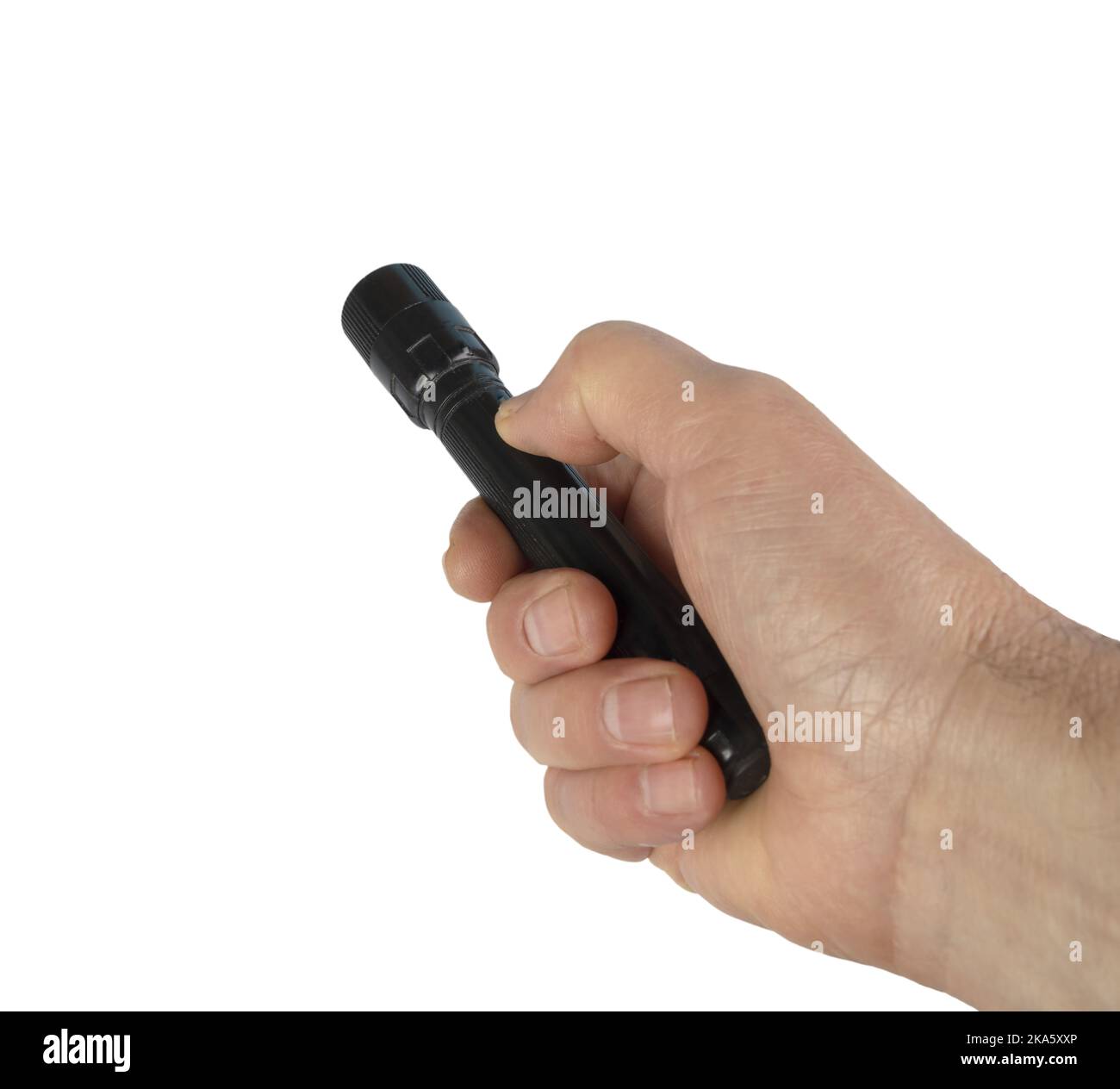 a flashlight in a man's hand on a transparent background Stock Photo ...