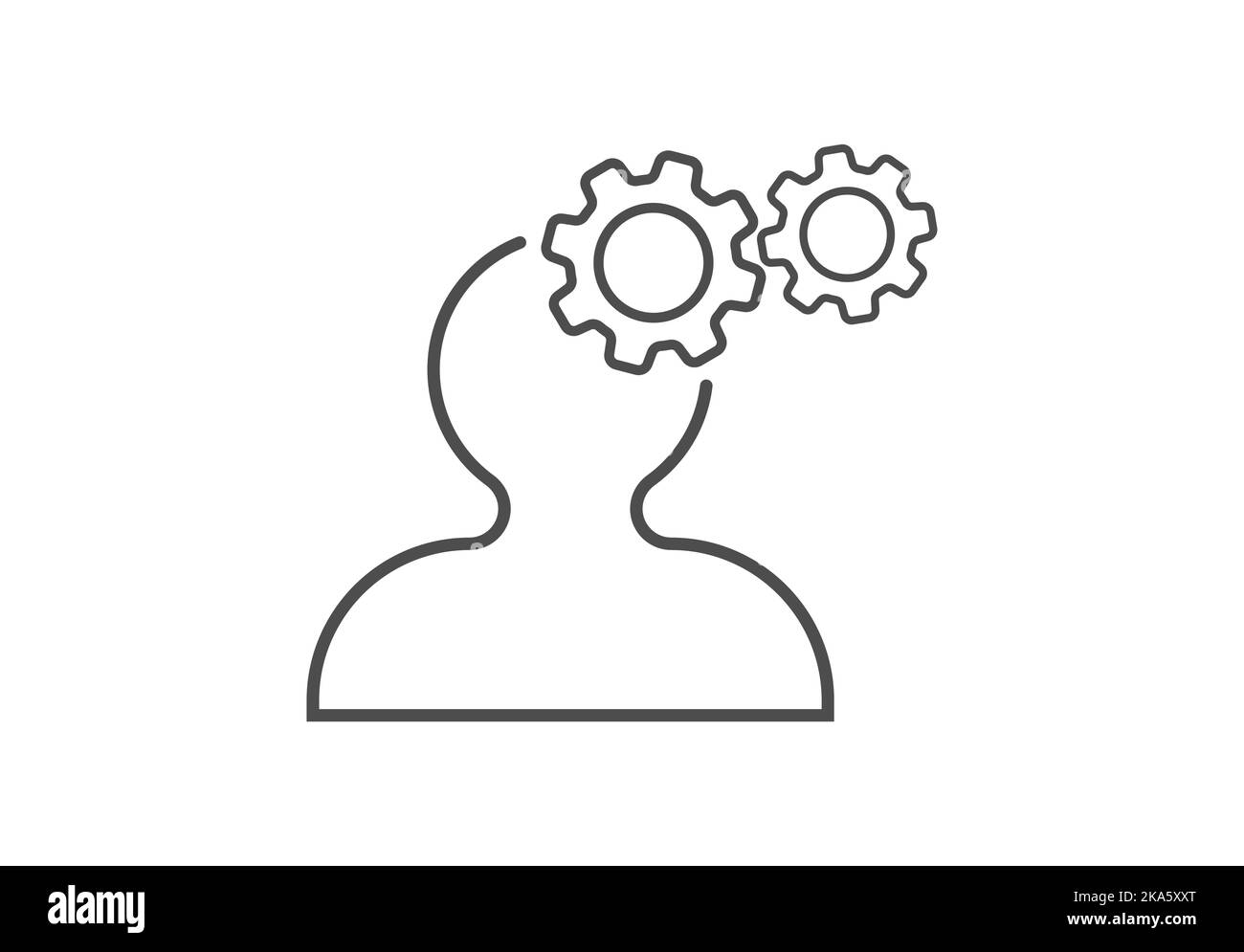 Process icon. the linear contour of a person and a gear. Flat style ...
