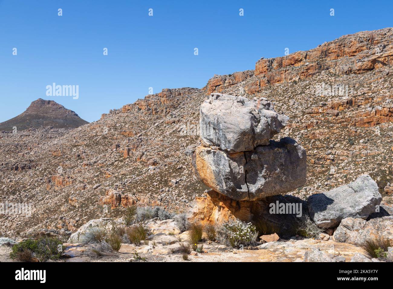 Pile of Rocks in front of the rocky landscape of the Cederberg in the ...