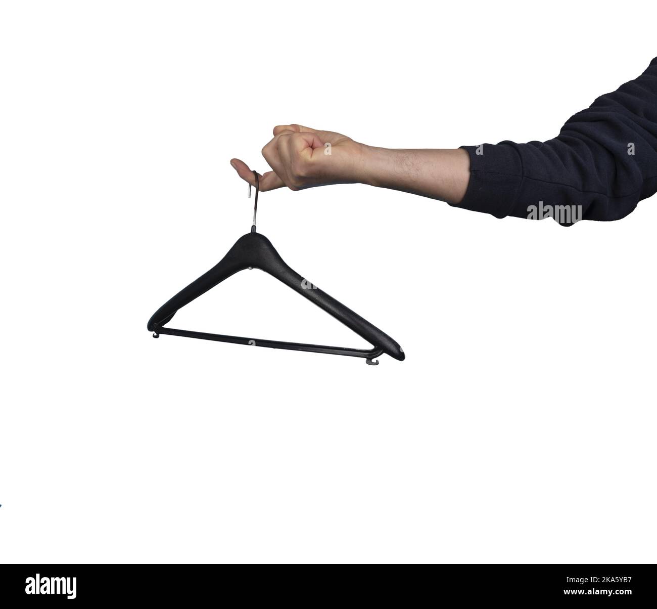 a male hand with a hanger on a transparent background Stock Photo - Alamy
