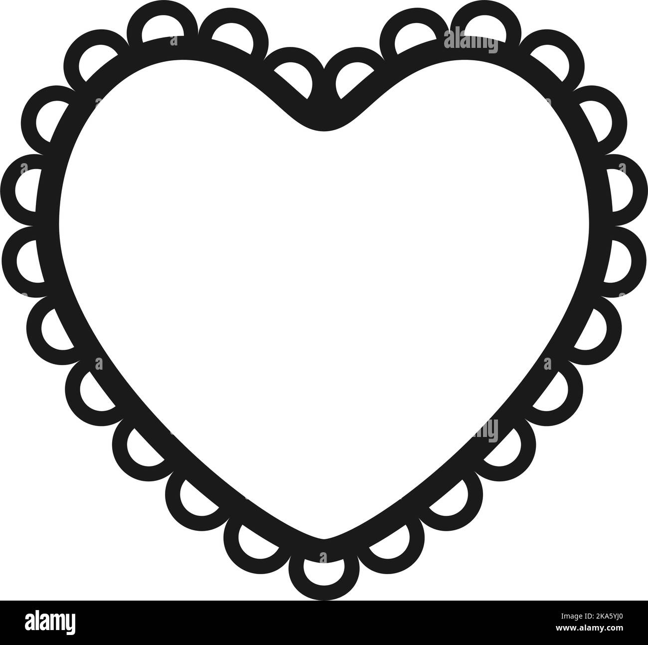 Scalloped edge heart shape. Simple heart scalloped border. Fabric laces ...