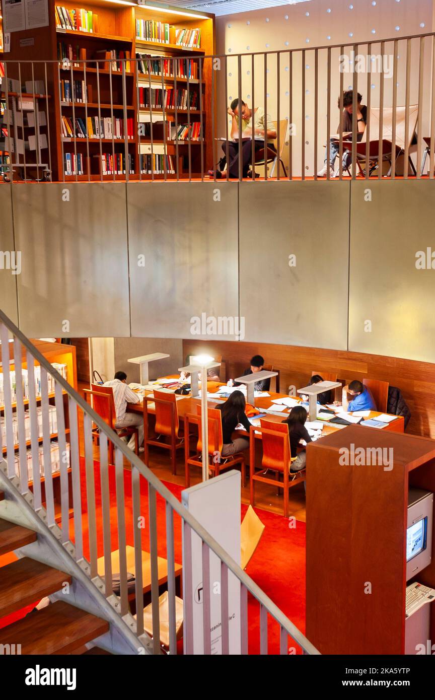 Paris, France, View inside French Public Library, interior Young People ...