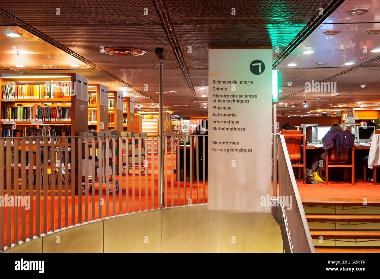 Paris, France, View inside French Public Library, interior, Young ...