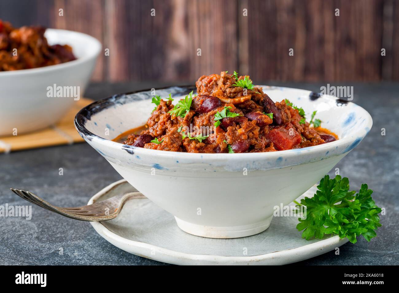 Chili con carne - traditional Mexican dish Stock Photo - Alamy