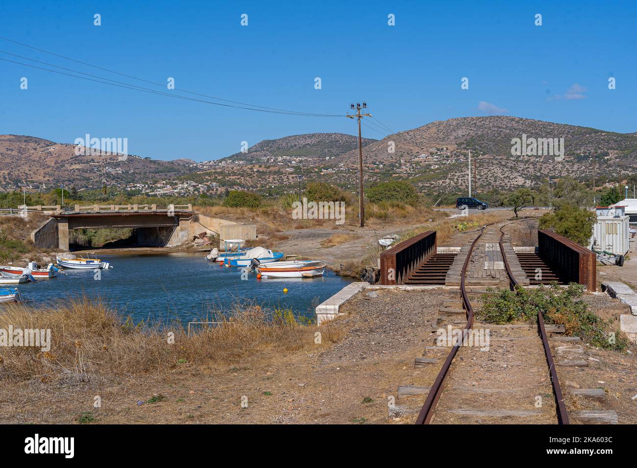 The old train's railway connecting Athens with Lavrion Stock Photo - Alamy