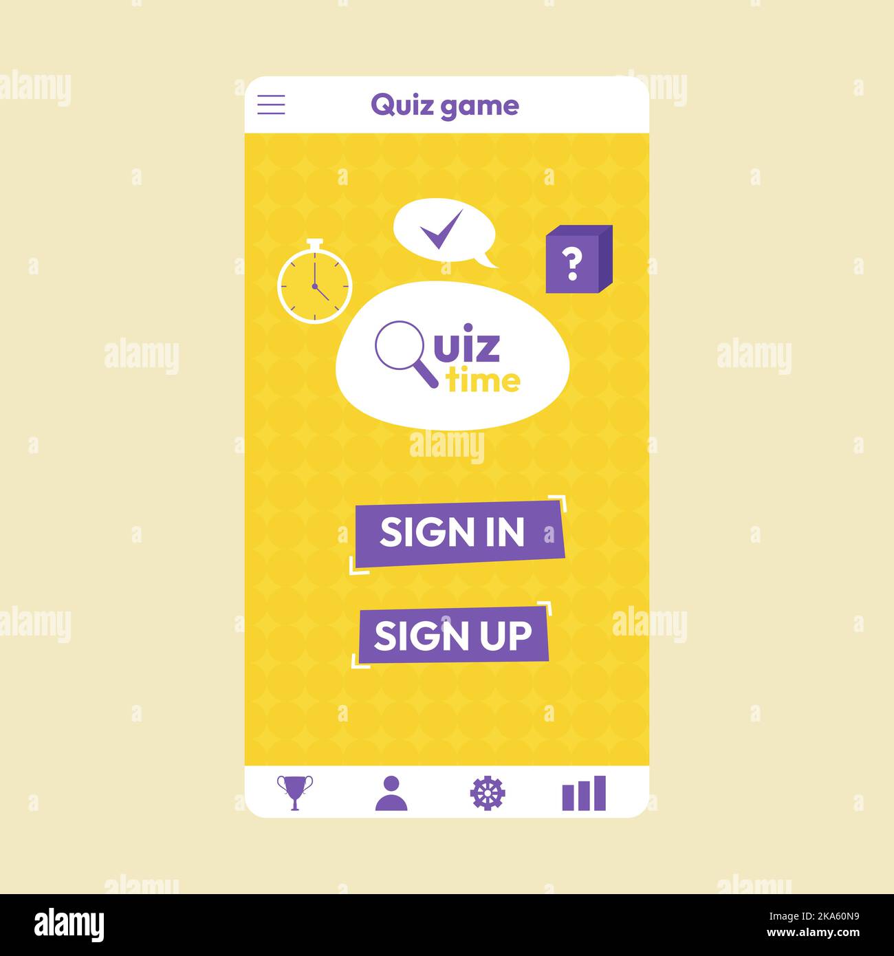 Quiz Test Lottery Millionaire Menu Template Quiz Game Frame Flat