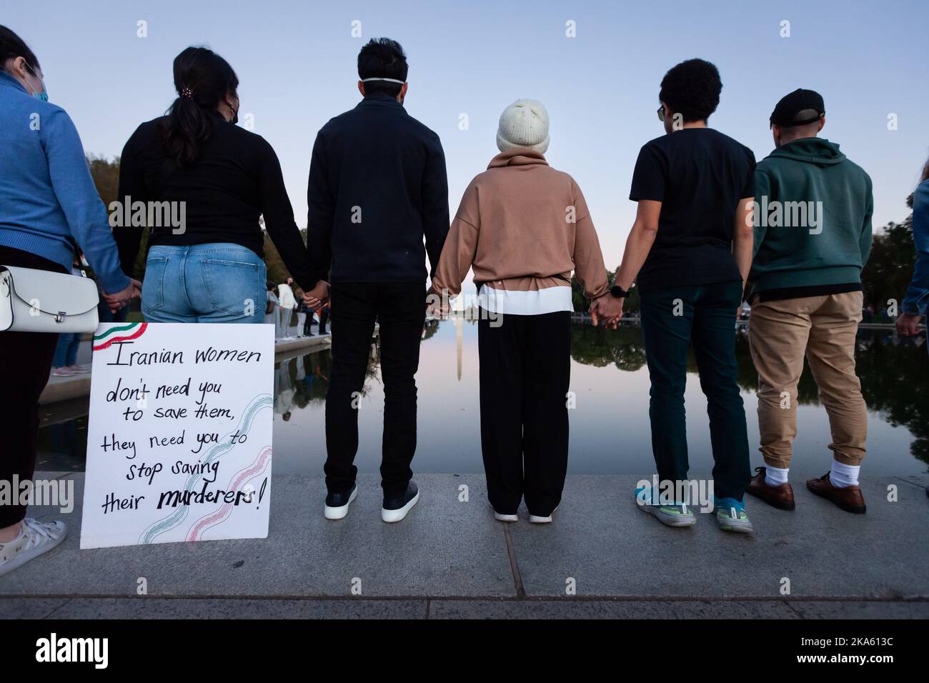 Washington, DC, USA. 29th Oct, 2022. People form a human chain around ...
