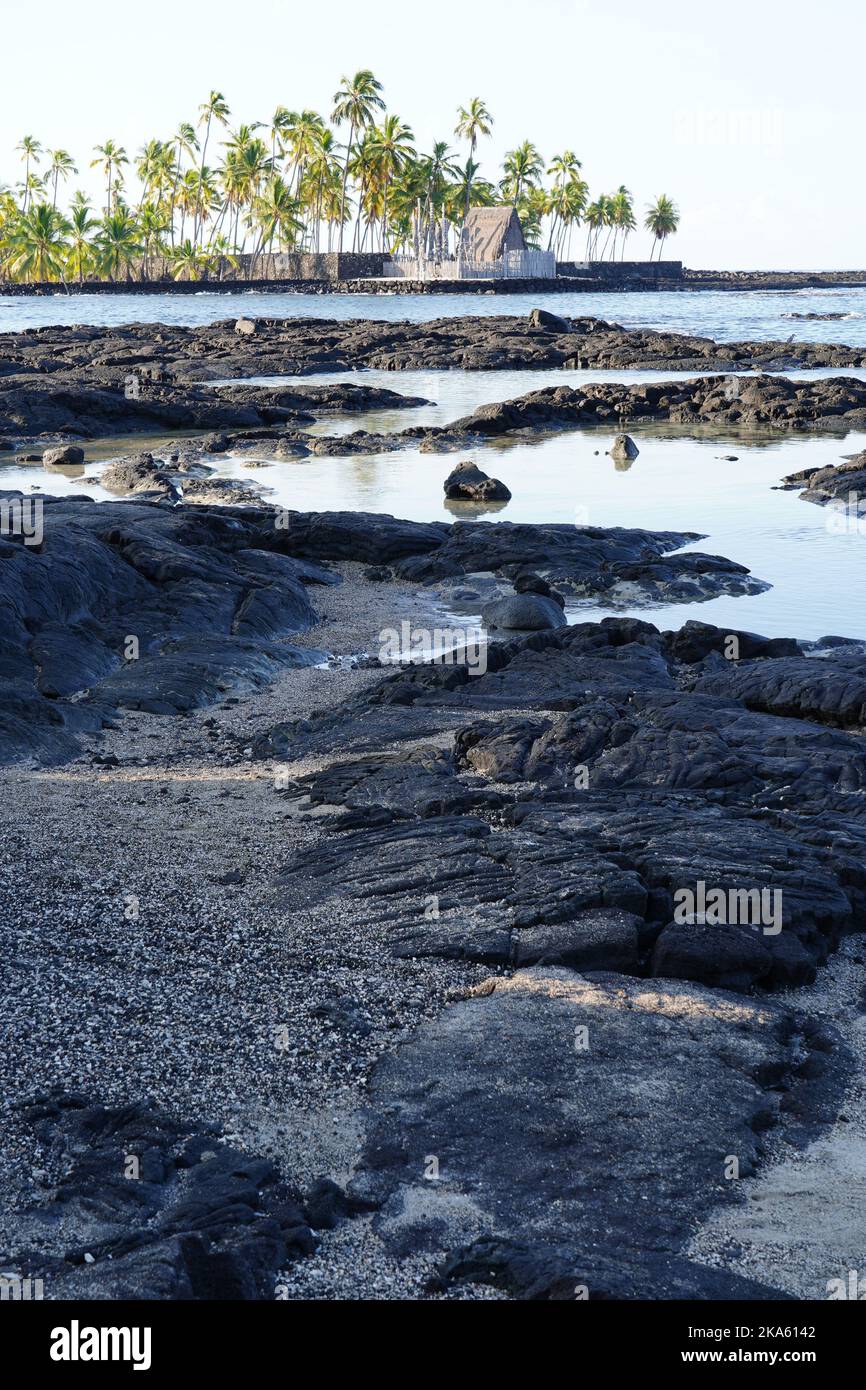 Historic site Big Island Hawaii two steps upright view Stock Photo - Alamy